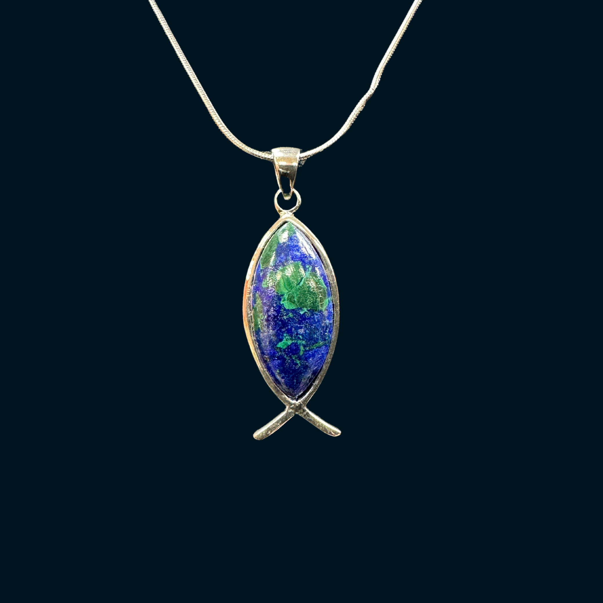 Lapis Ichthys Sterling Silver Pendant with Vibrant Gemstone – Ancient ...