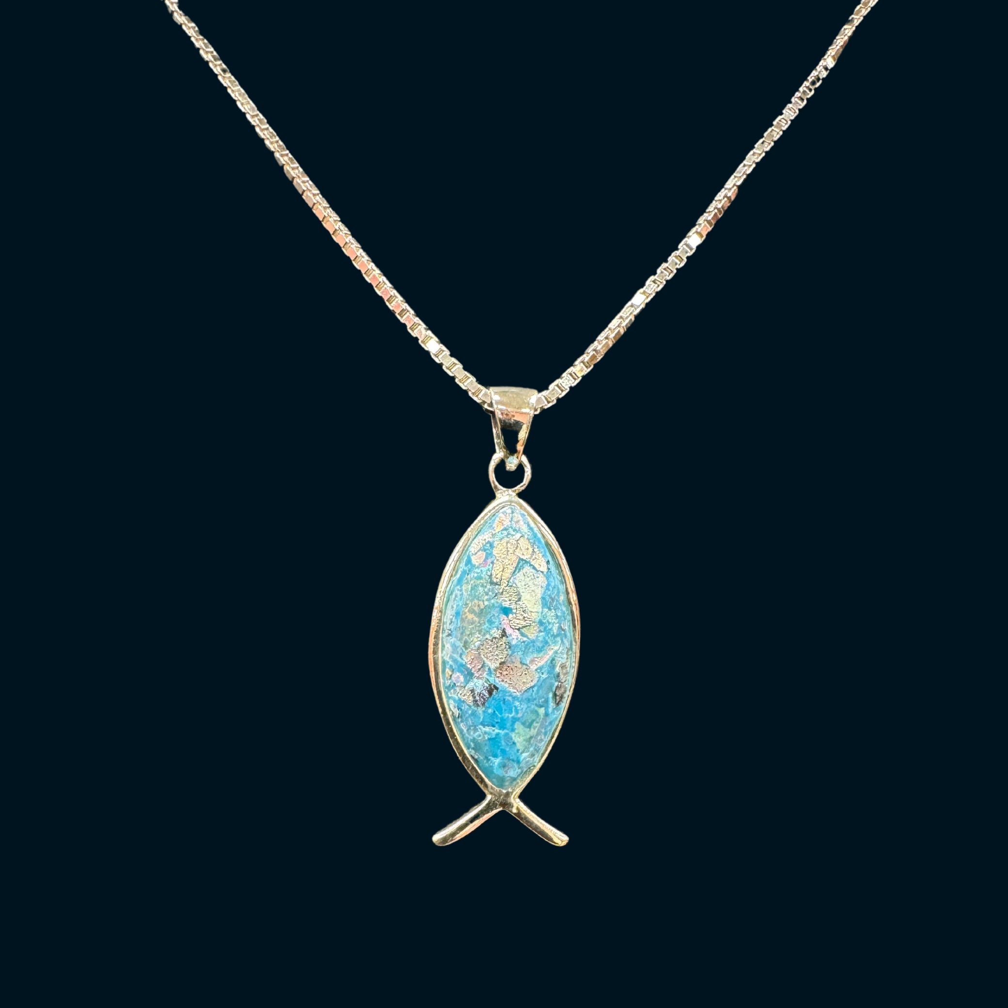 Sterling Silver Roman Glass Fish Pendant - 2,000-Year-Old History ...